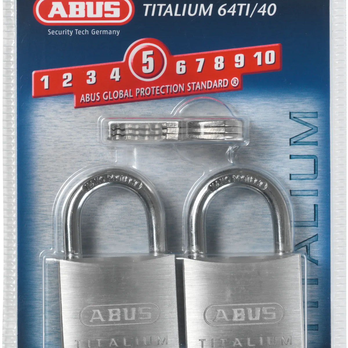 ABUS HÄNGLÅS NYCKEL 64TI/40 2-PACK TITALIUM